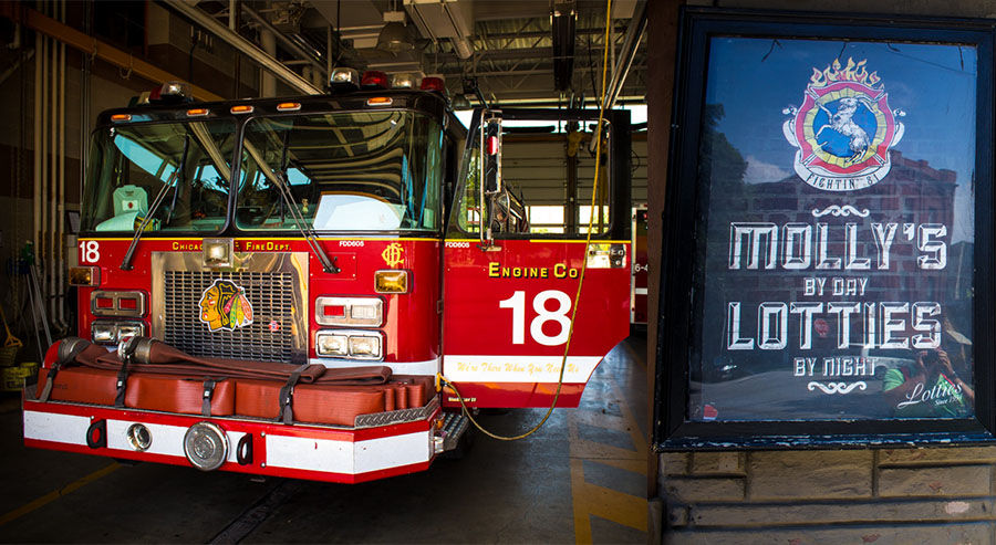Stopping by the real firehouse and "Molly's Bar" from Chicago Fire