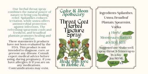 Throat Coat Herbal Tincture Spray | Cedar&MoonApothecary