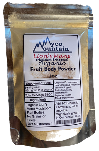 Lion's Mane Fruit Body Powder 1oz 100% Organic Fruit Bodies No Fillers ...