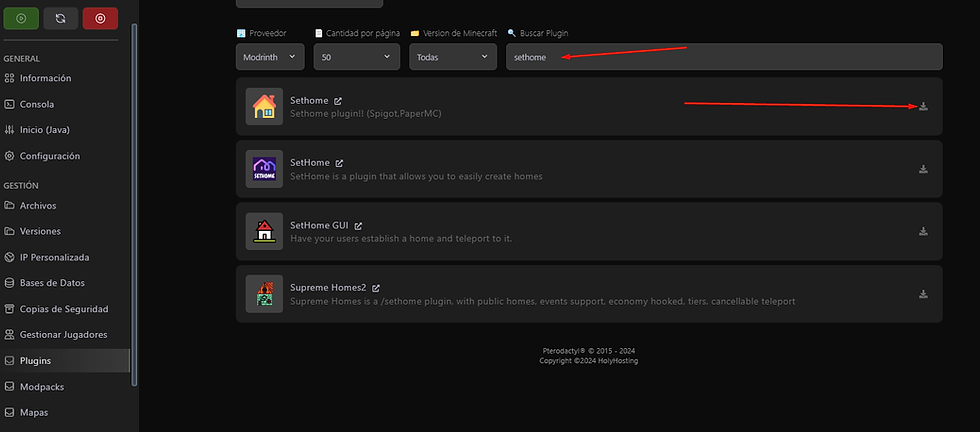 Como instalar plugin de Sethome en mi servidor de Minecraft