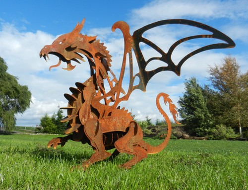 Rusty Metal Dragon Sculpture - Large | Rusty Rooster