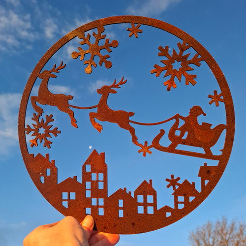 Santa Sleigh Christmas Wall Art | Rusty Rooster
