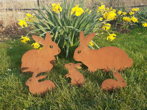 Rusty Metal Rabbit Family | Rusty Rooster