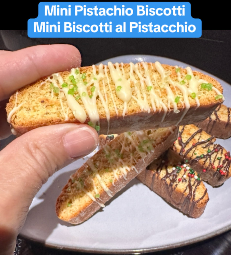 Mini Pistachio Biscotti – Mini Biscotti al Pistacchio