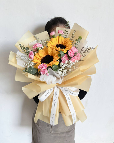 Double Sunshine - Fresh Sunflower Bouquet | heartiestflowers
