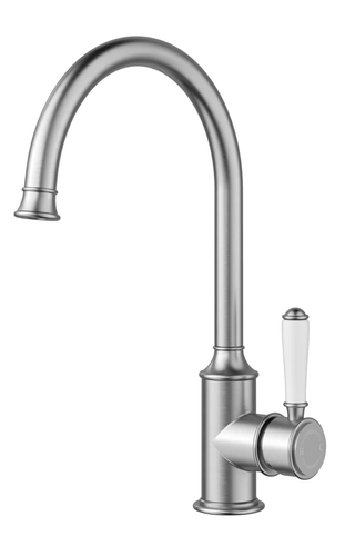 Vintage Range-Round Gooseneck Kitchen Mixer-White Ceramic Handle ...