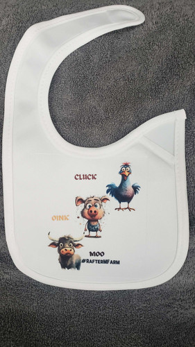 Cluck, Oink, Moo bib | The Soap Miller