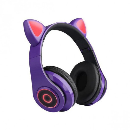 Bluetooth Wireless Cute Cat LED Foldable Headphone Headset with Built ...