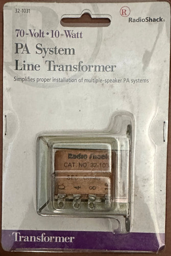 Radio Shack 70-volt 10-watt PA System Line Transformer 32-1031B ...