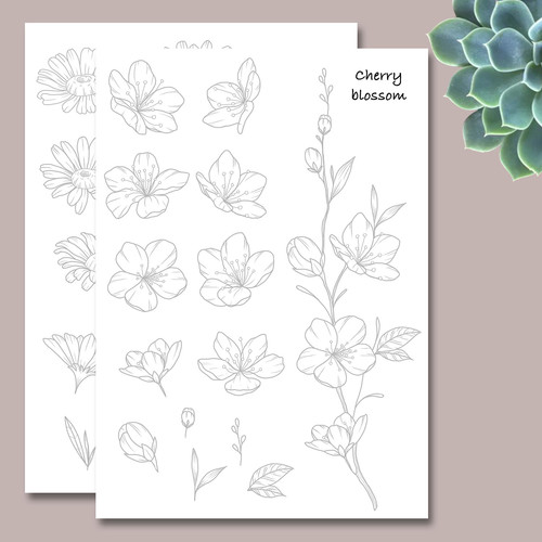Perspective flower drawing - Tracing practice worksheet | ArtsyBeats