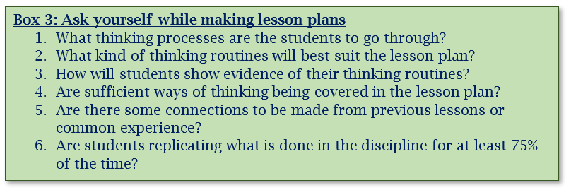 Designing Lesson Plans - Thinking about Thinking