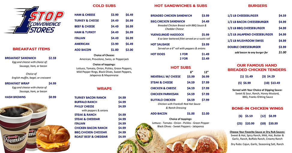 Menu and Specials | 1stop