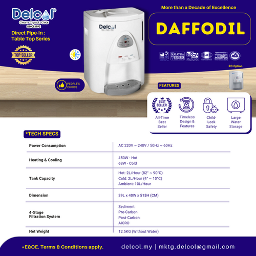 Daffodil Table Top Water Purifier | Delcol Malaysia