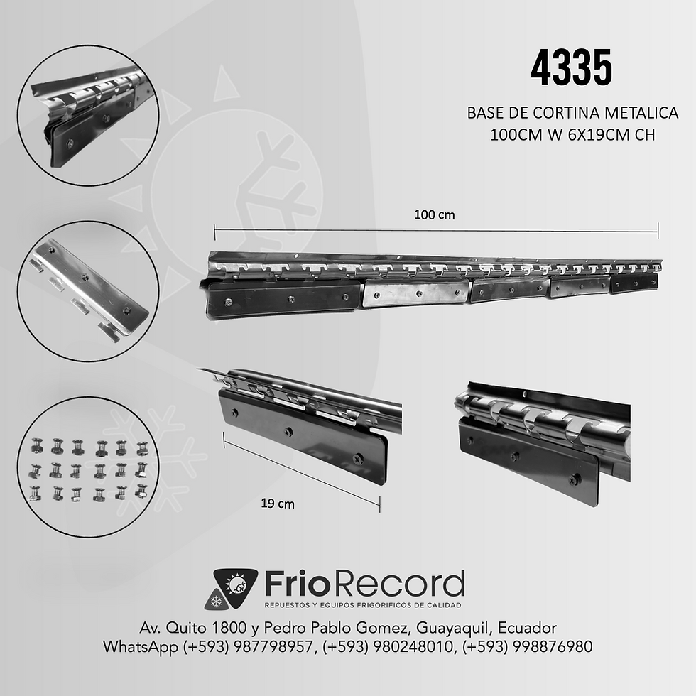 BASE METALICA CORTINA PVC 100CM W 6X20CM CH ACERO 201 | Friorecord S.A.