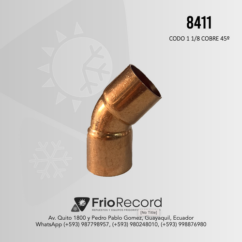 CODO 1 1/8 COBRE 45° | Friorecord S.A.