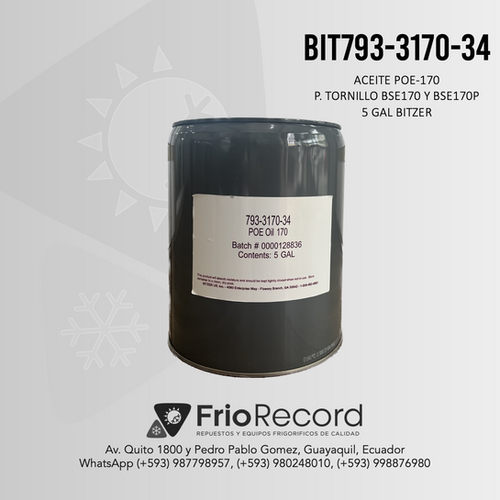 ACEITE POE-170 / P TORNILLO / BSE170 Y BSE170P / 5 GAL BITZER ...