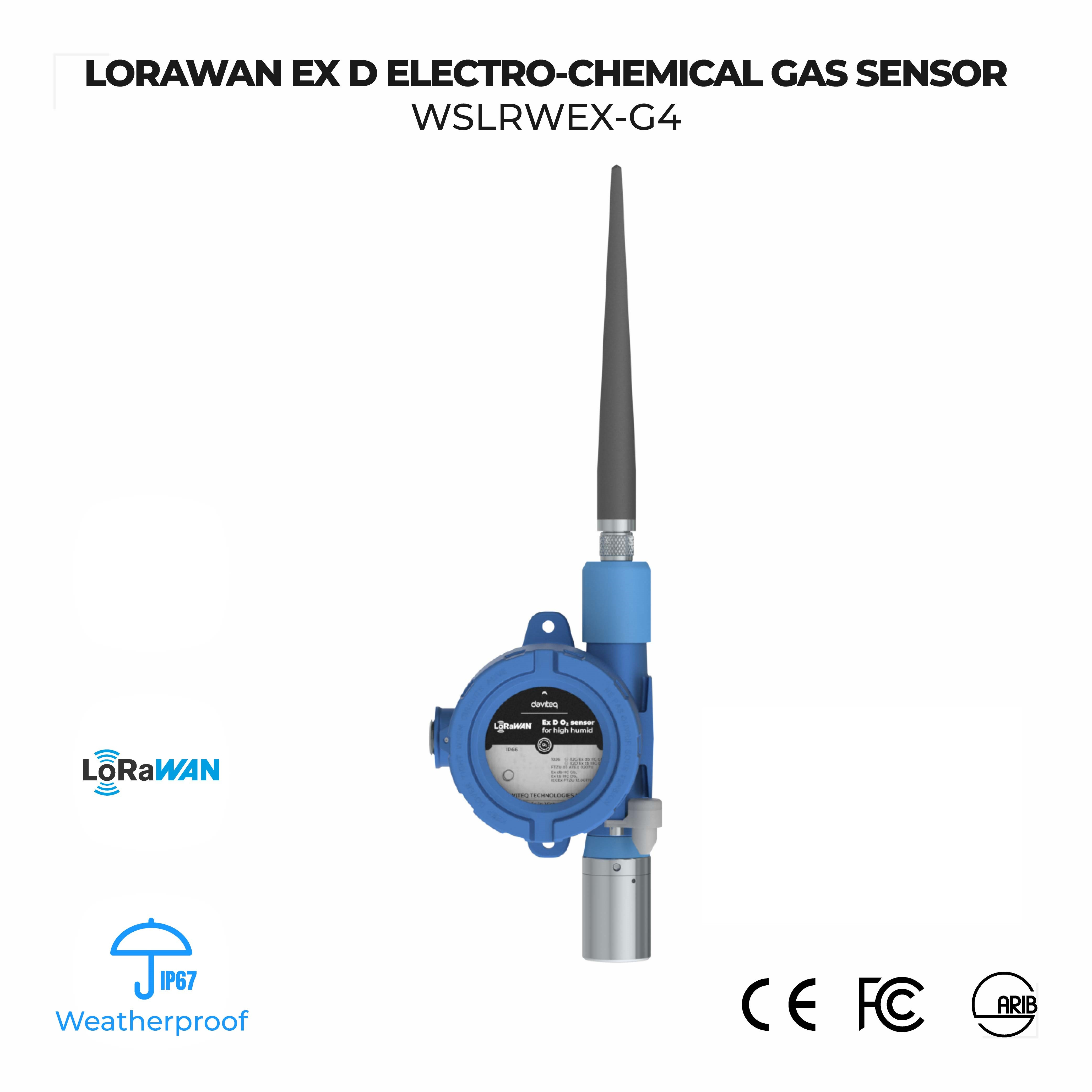 LoRaWAN Ex d Gas Sensor with Battery for Hazardous Gas Detection