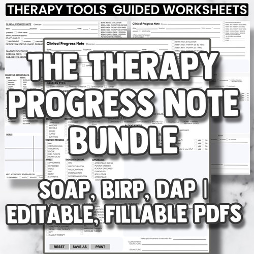 copy of Progress Note Bundle for Therapists Printable & Fillable ...